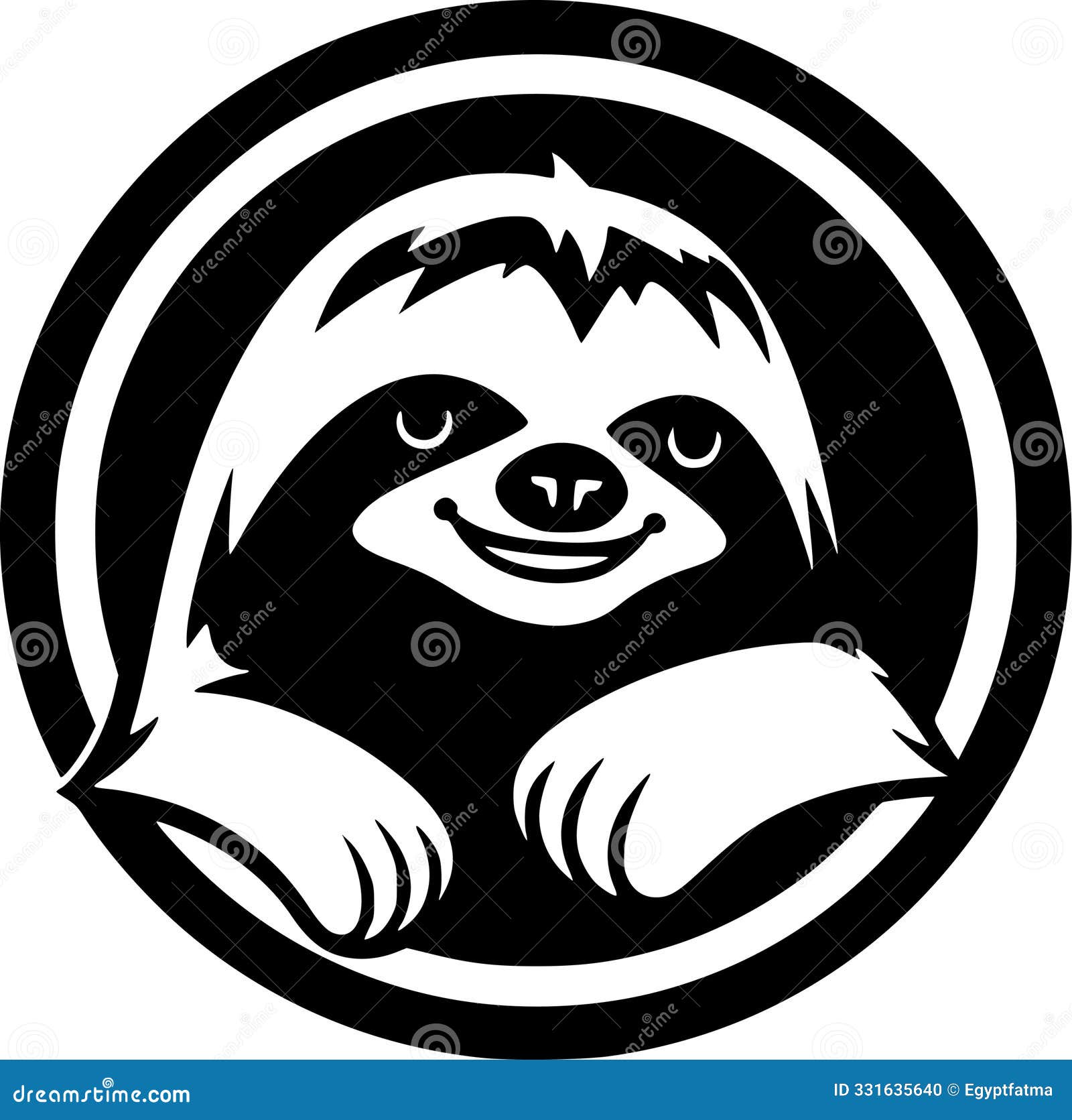 Sloth - Black and White Isolated Icon - Vector Illustration Stock ...