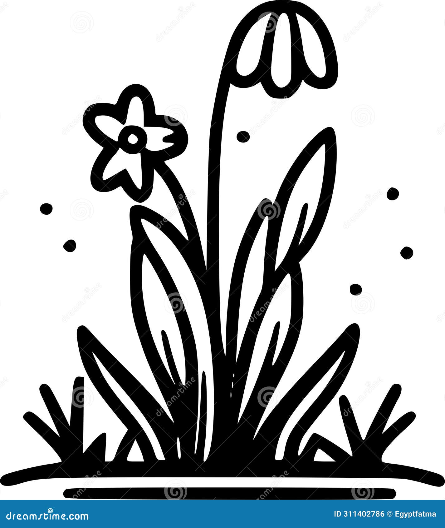 Spring - Black and White Isolated Icon - Vector Illustration Stock ...
