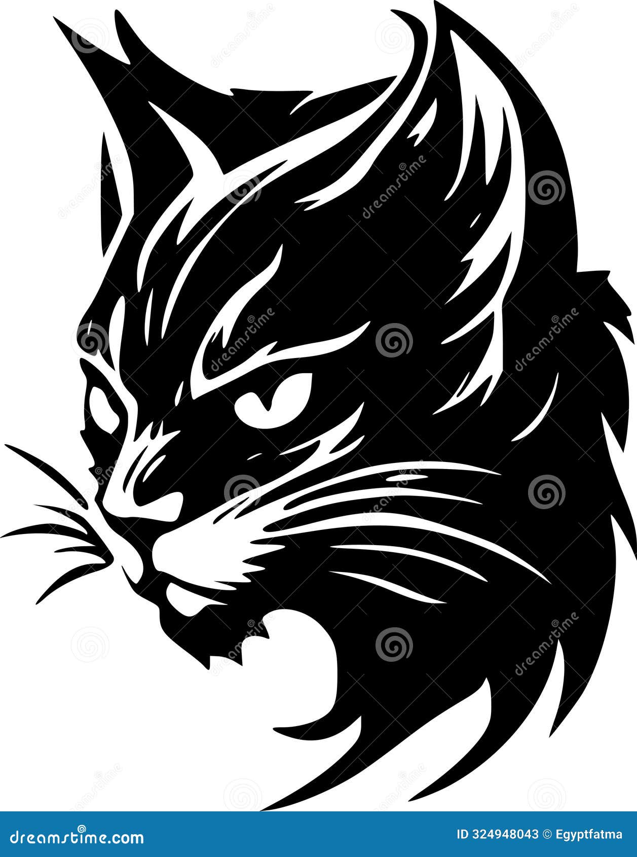 Wildcat - Black and White Vector Illustration Stock Illustration ...