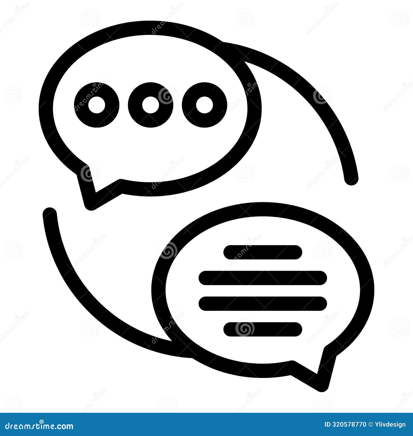 Simple Black and White Vector Illustration of Two Overlapping Chat ...