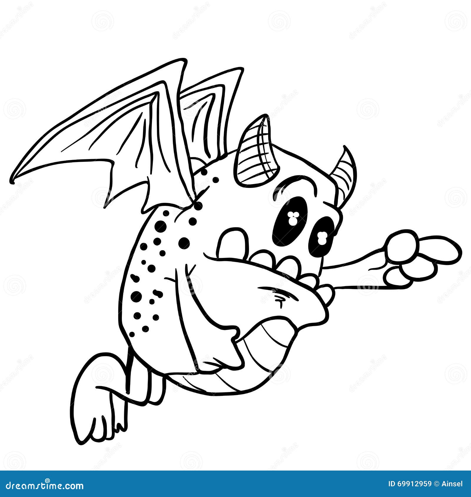 Simple Black and White Winged Monster Stock Vector - Illustration of ...