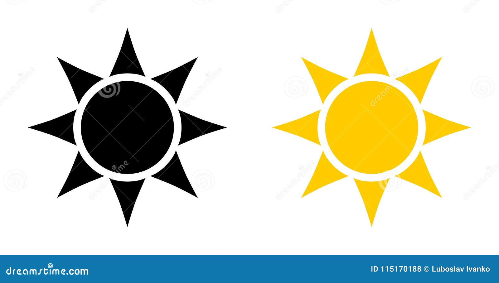 Simple Black and Yellow Sun Icon. Circle with Six Triangles in P Stock ...