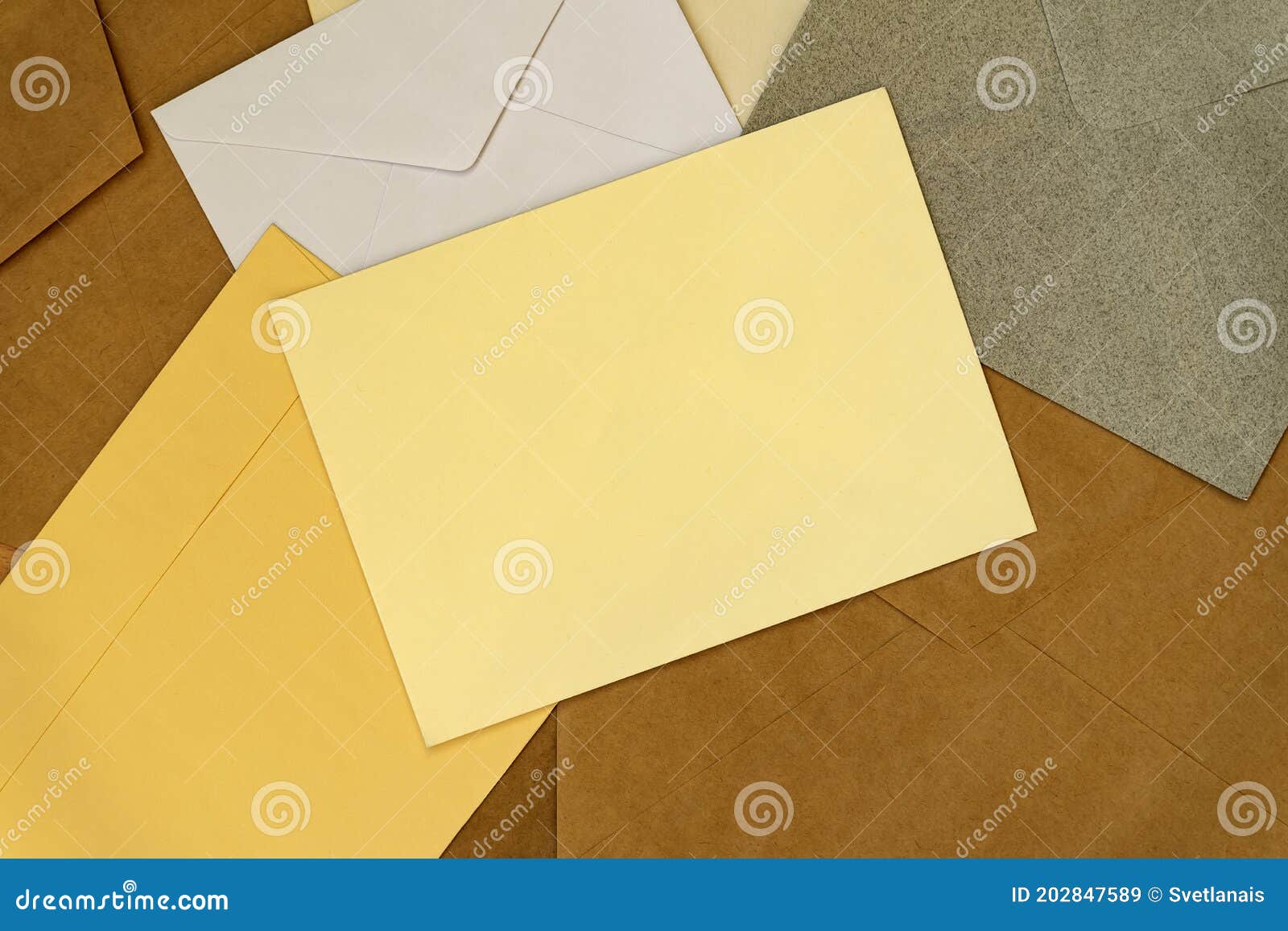 Simple Blank of Yellow Envelope, Front View, on Background of Many ...