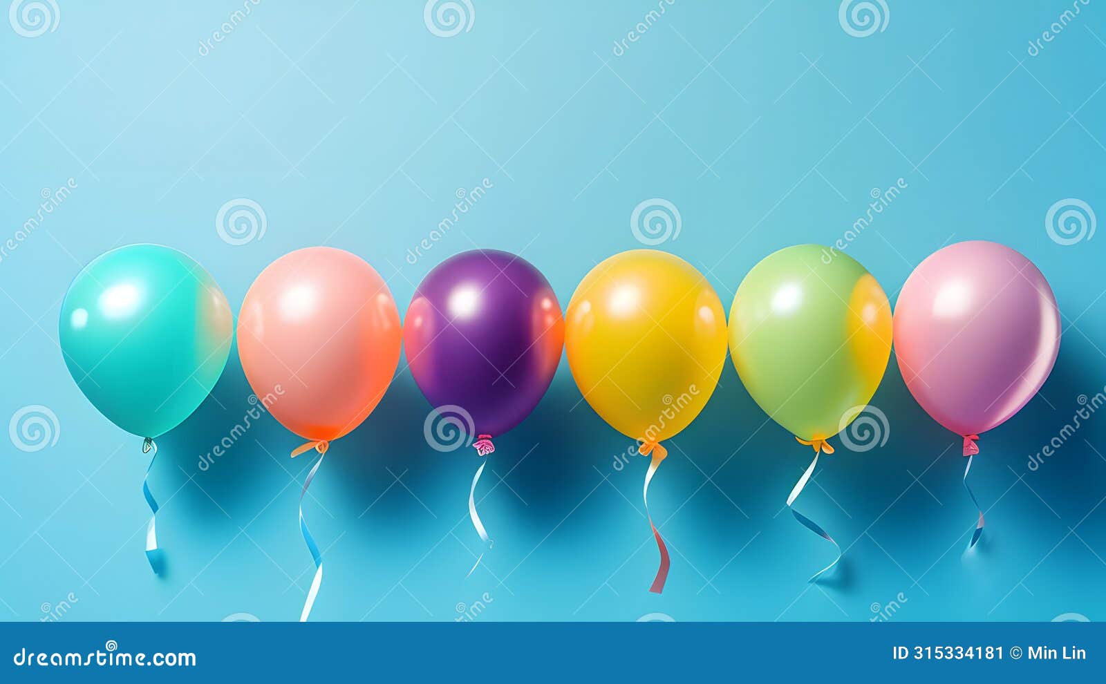 Simple Blue Background, Colorful Balloons on the Event, Event ...