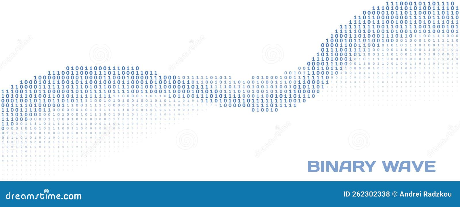 Simple Blue Binary Wave. Vector Graphics Stock Vector - Illustration of ...