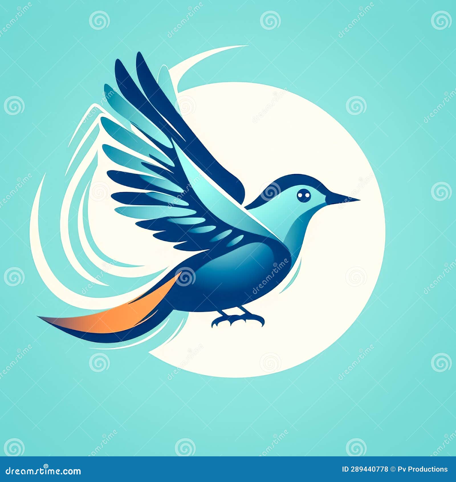 Simple Blue Bird Logo Design, Generative AI. Stock Illustration ...