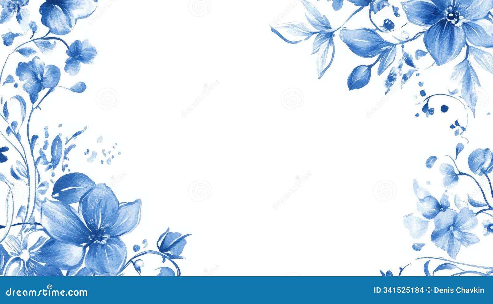 Simple Blue Border with Ornamental Edges and White Background Stock ...