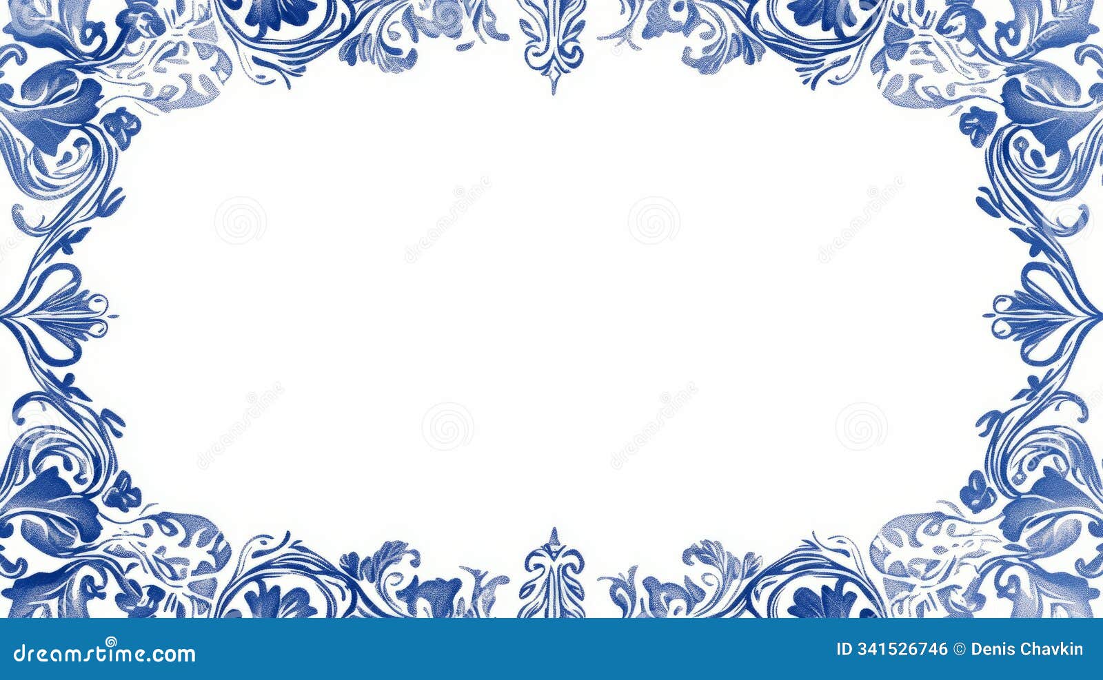 Simple Blue Border with Ornamental Edges and White Background Stock ...