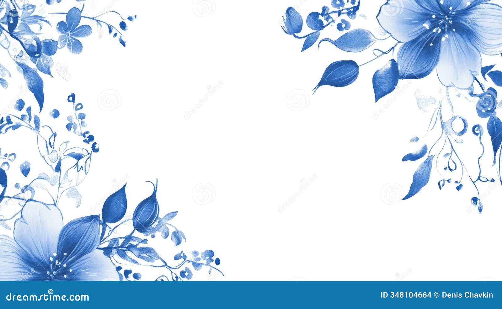 Simple Blue Border with Ornamental Edges and White Background Stock ...