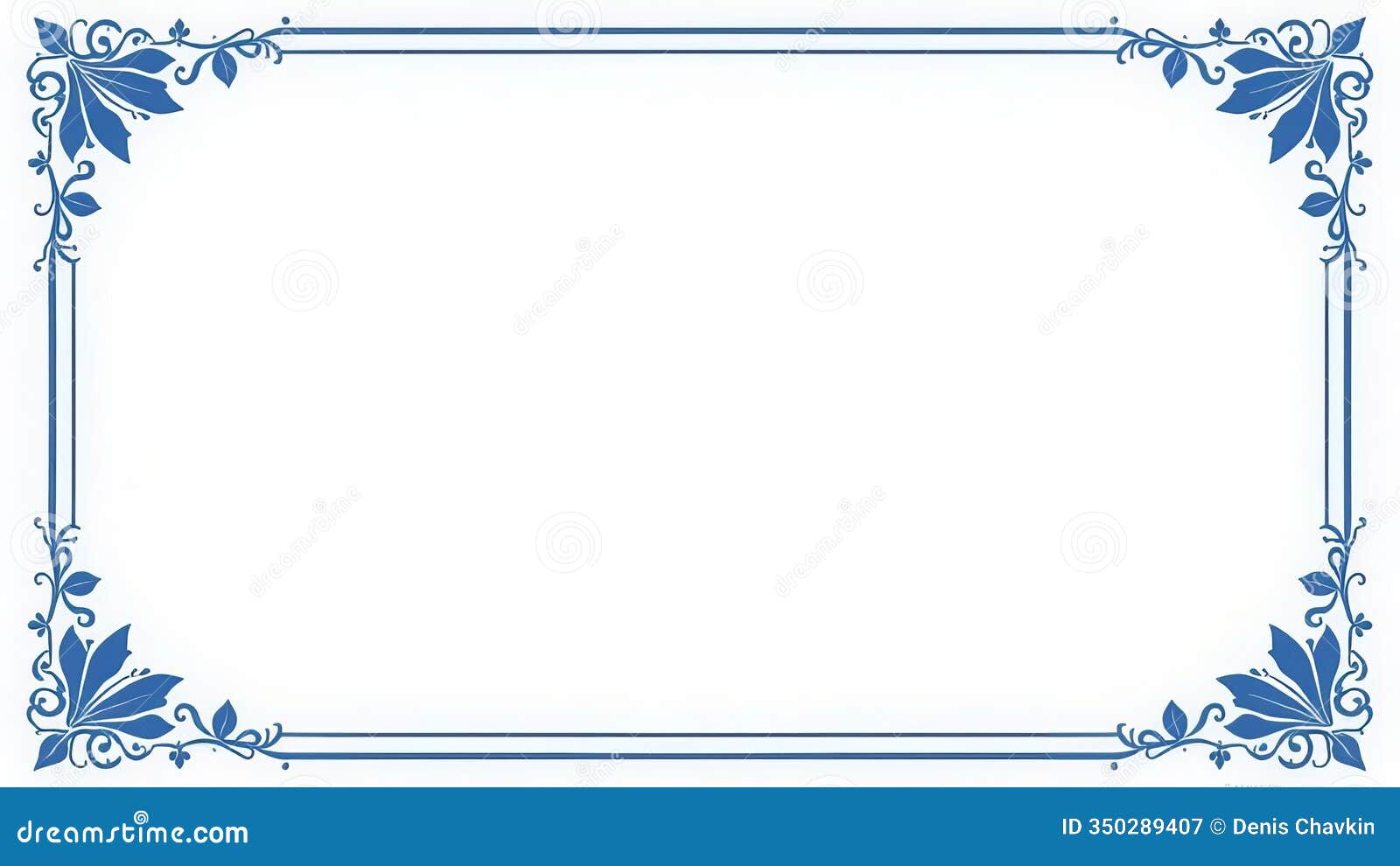 Simple Blue Border with Ornamental Edges and White Background Stock ...