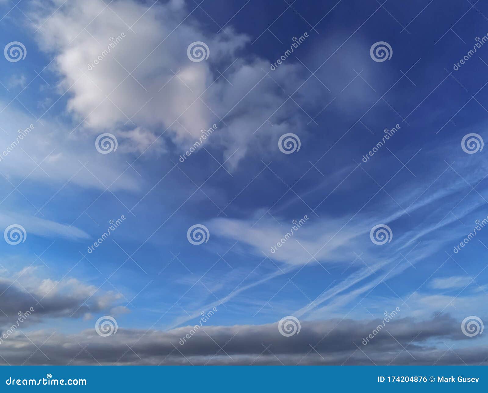 Simple Blue Cloudy Sky, Abstract Nature Background Stock Photo - Image ...