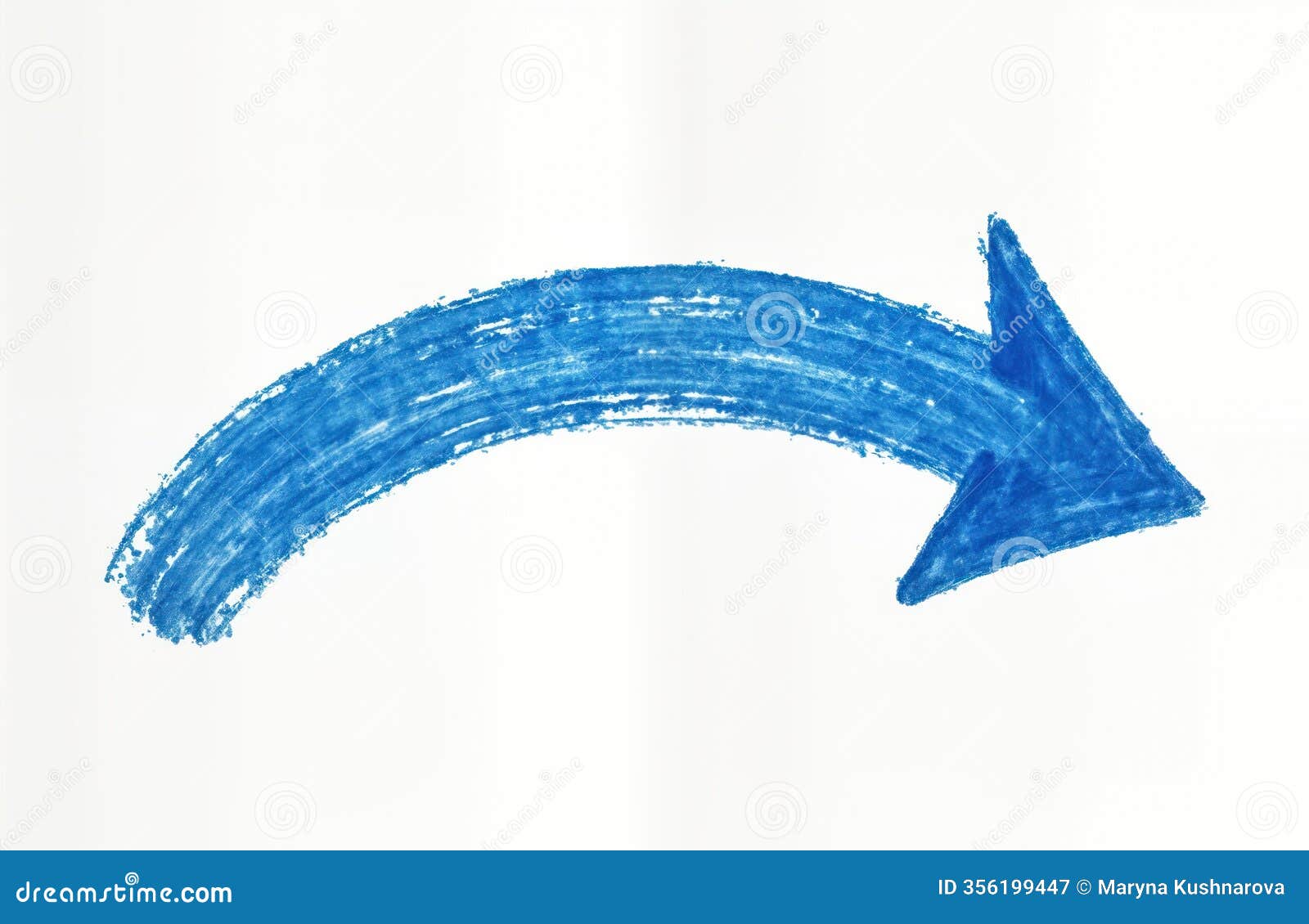 Simple Blue Crayon Arrow Drawn on White Background. Hand Drawn ...