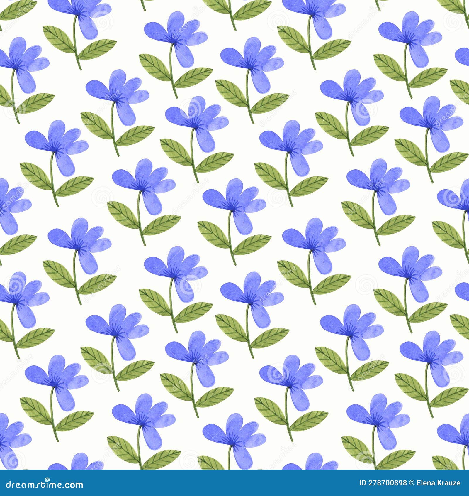 Simple Blue Flowers, Cute Pattern. Stock Illustration - Illustration of ...
