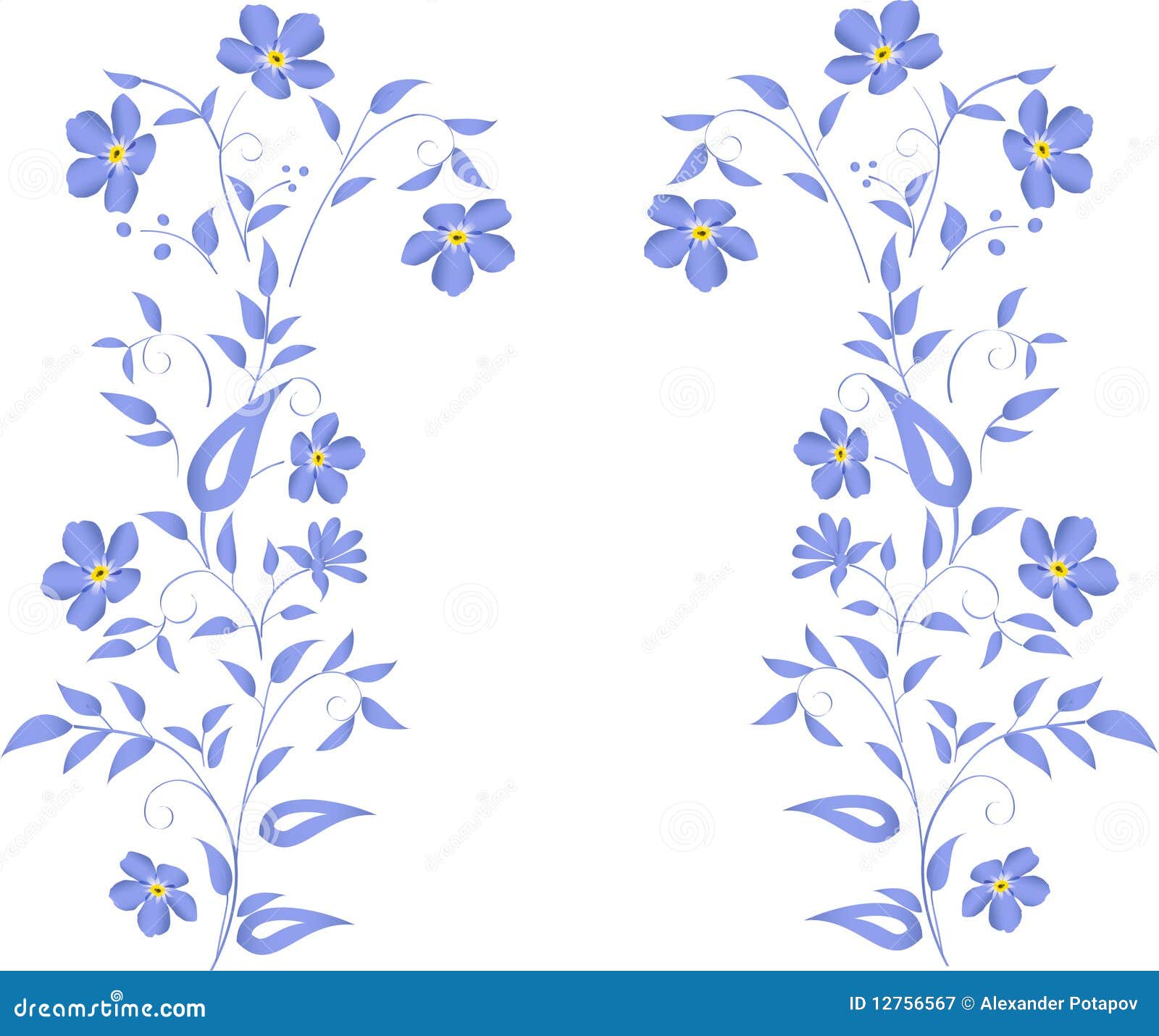 Simple blue flowers design stock vector. Illustration of decoration ...