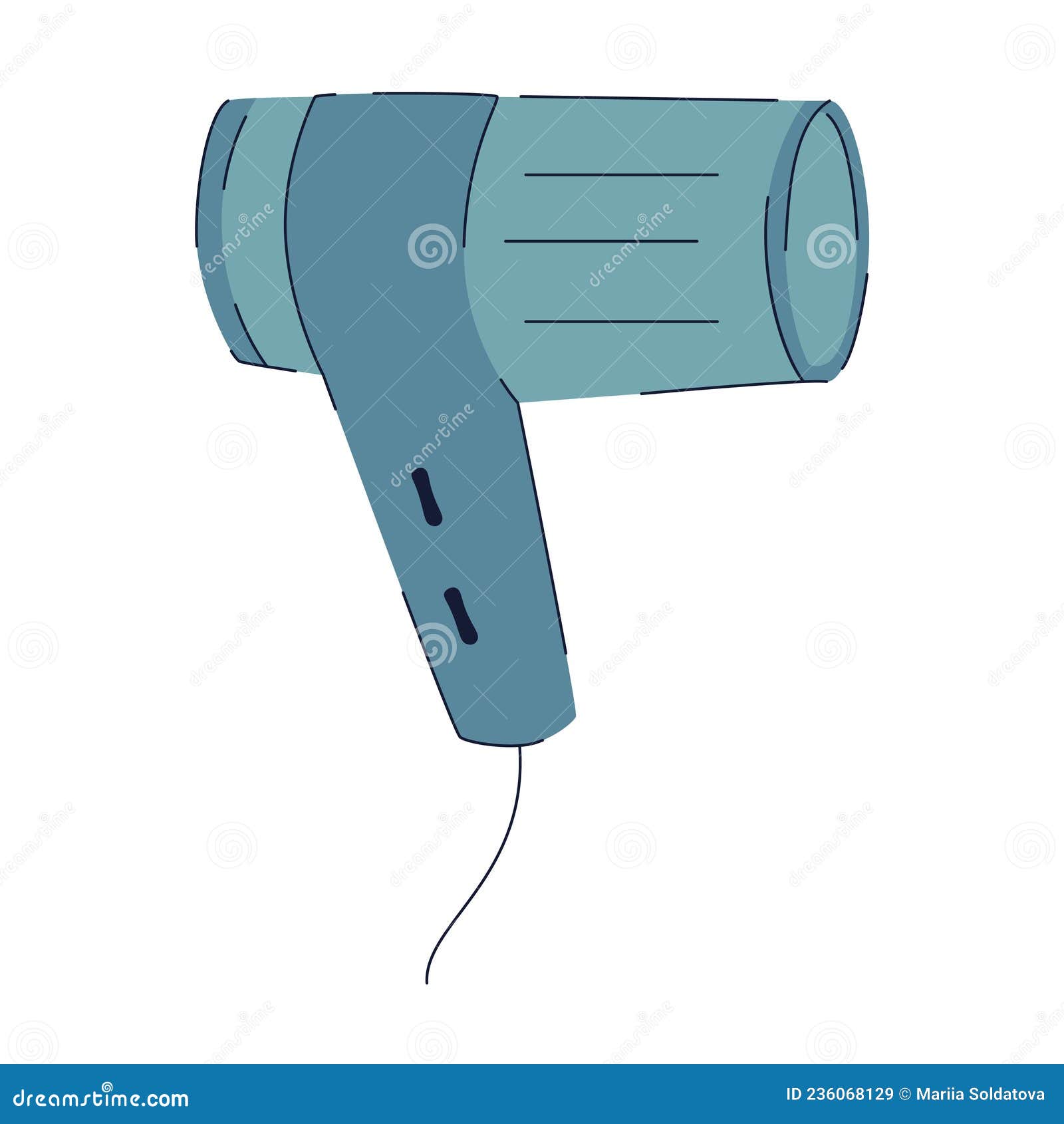 Simple Blue Hair Dryer Flat Vector Illustration Stock Vector ...