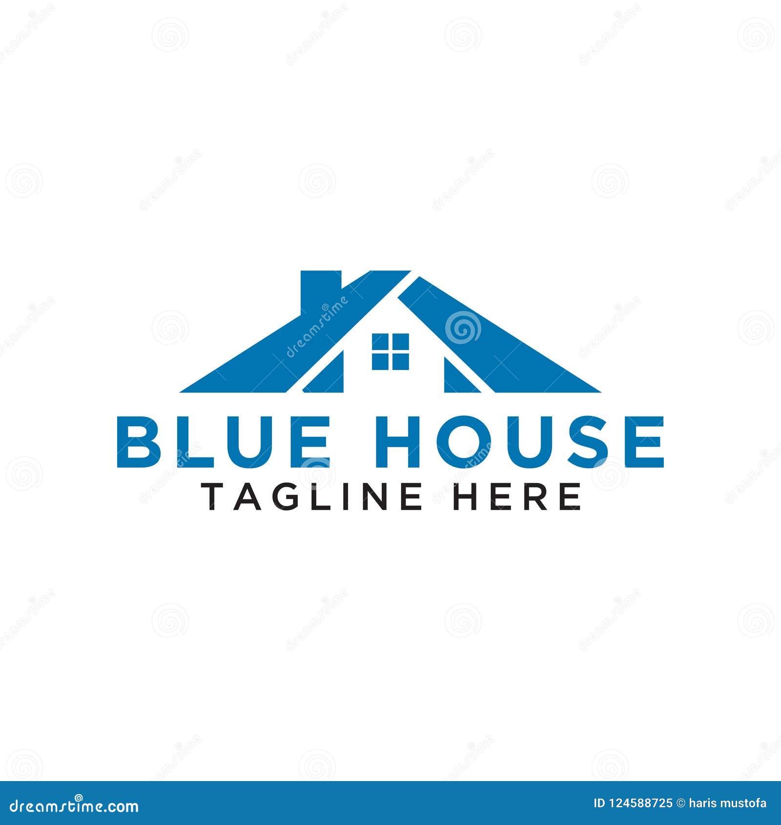 Simple Blue House Logo Design Template Stock Vector - Illustration of ...