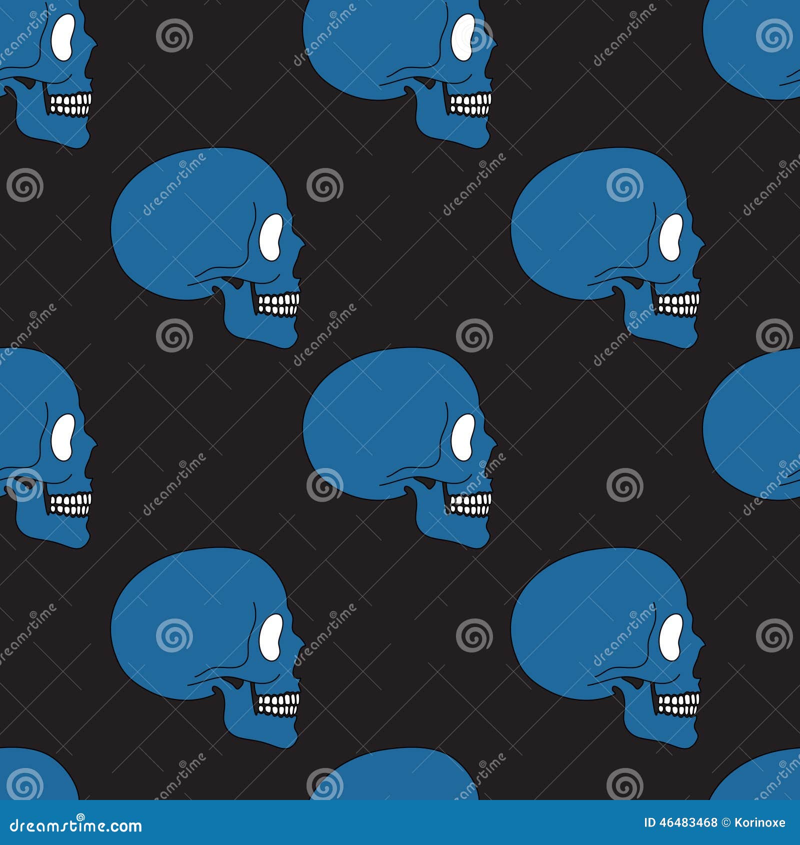 Simple Blue Human Skull Pattern Stock Vector - Illustration of death ...