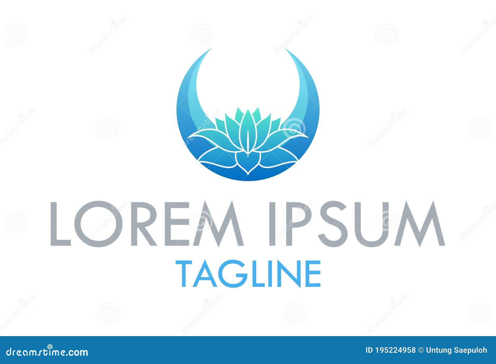 Simple Blue Moon with Lotus Logo Design Stock Vector - Illustration of ...