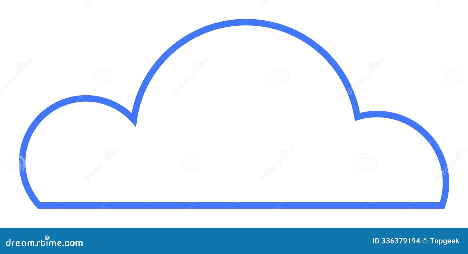 Simple Blue Outline of Cloud Shape with Clean Minimalist Design Stock ...