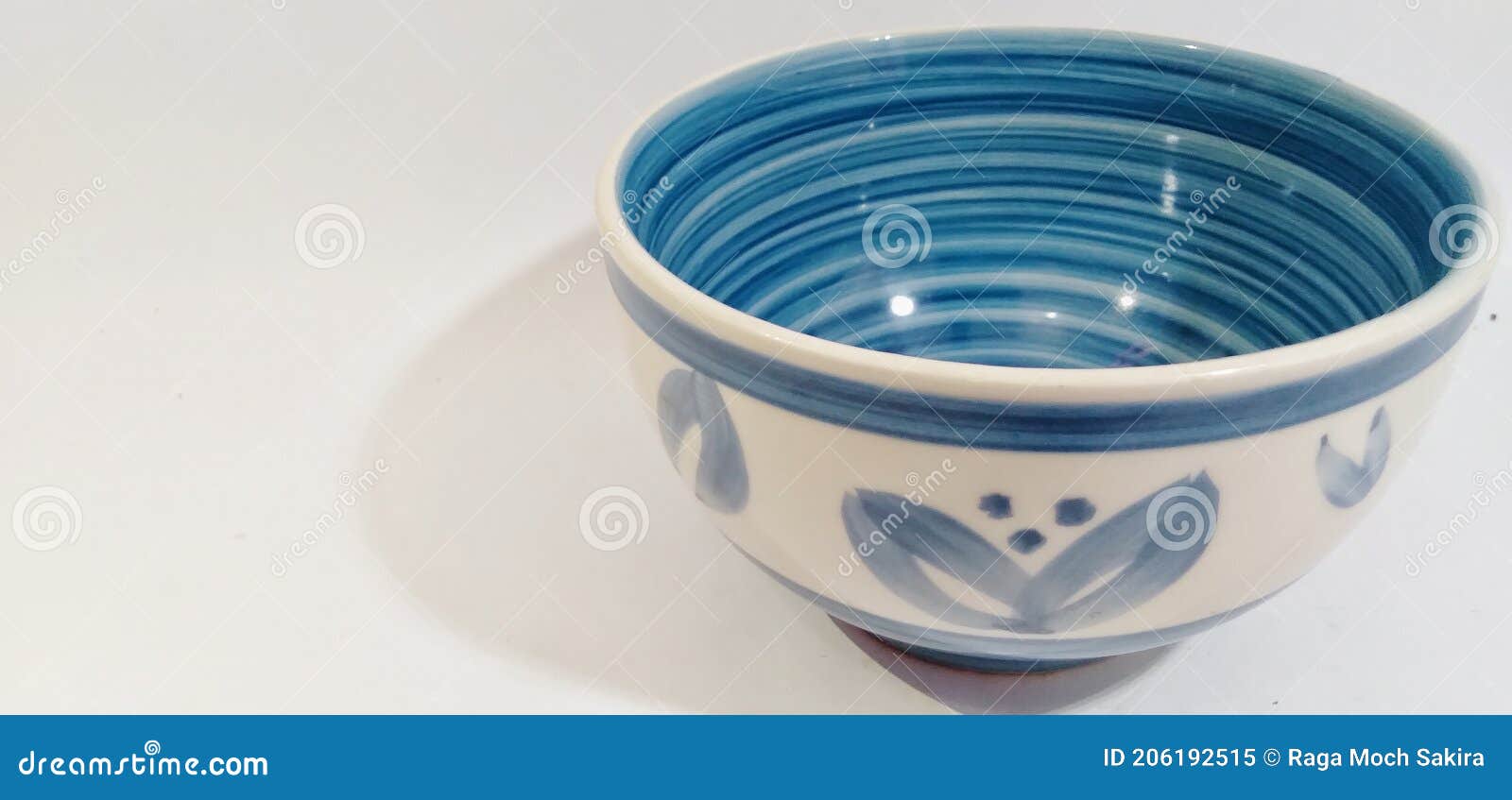 A Simple Blue Pattern on Bowl Isolated on White Background Stock Image ...