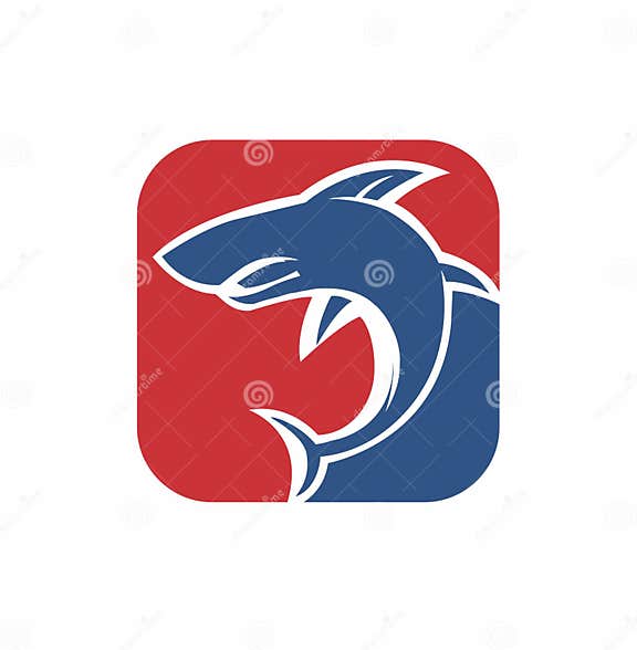 Simple Blue Red Shark Logo and Icon Stock Vector - Illustration of ...