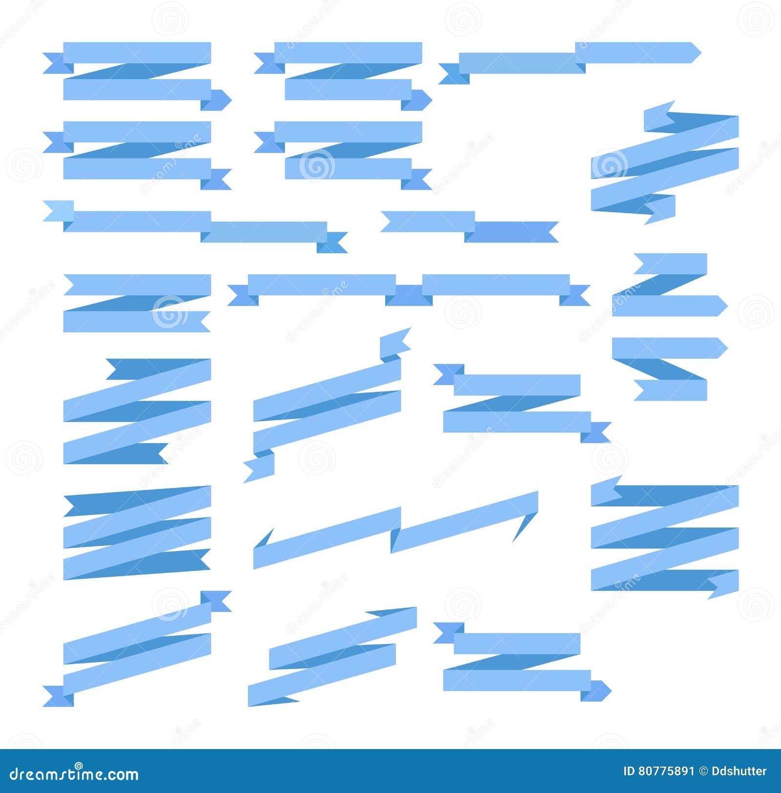 Simple Blue Ribbon Banner Set. Two Rows Stock Vector - Illustration of ...