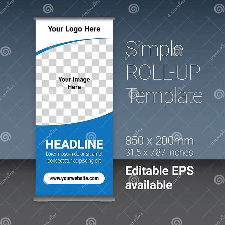 Simple Blue Roll-up Template Vector Stock Vector - Illustration of ...
