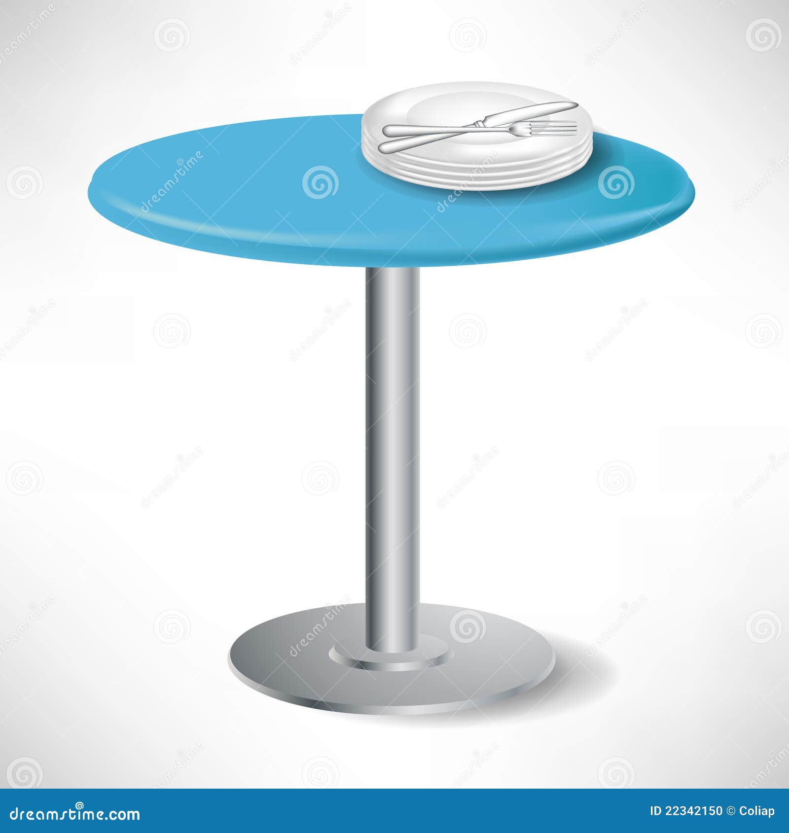 Simple Blue Round Table with Plates Stock Vector - Illustration of ...