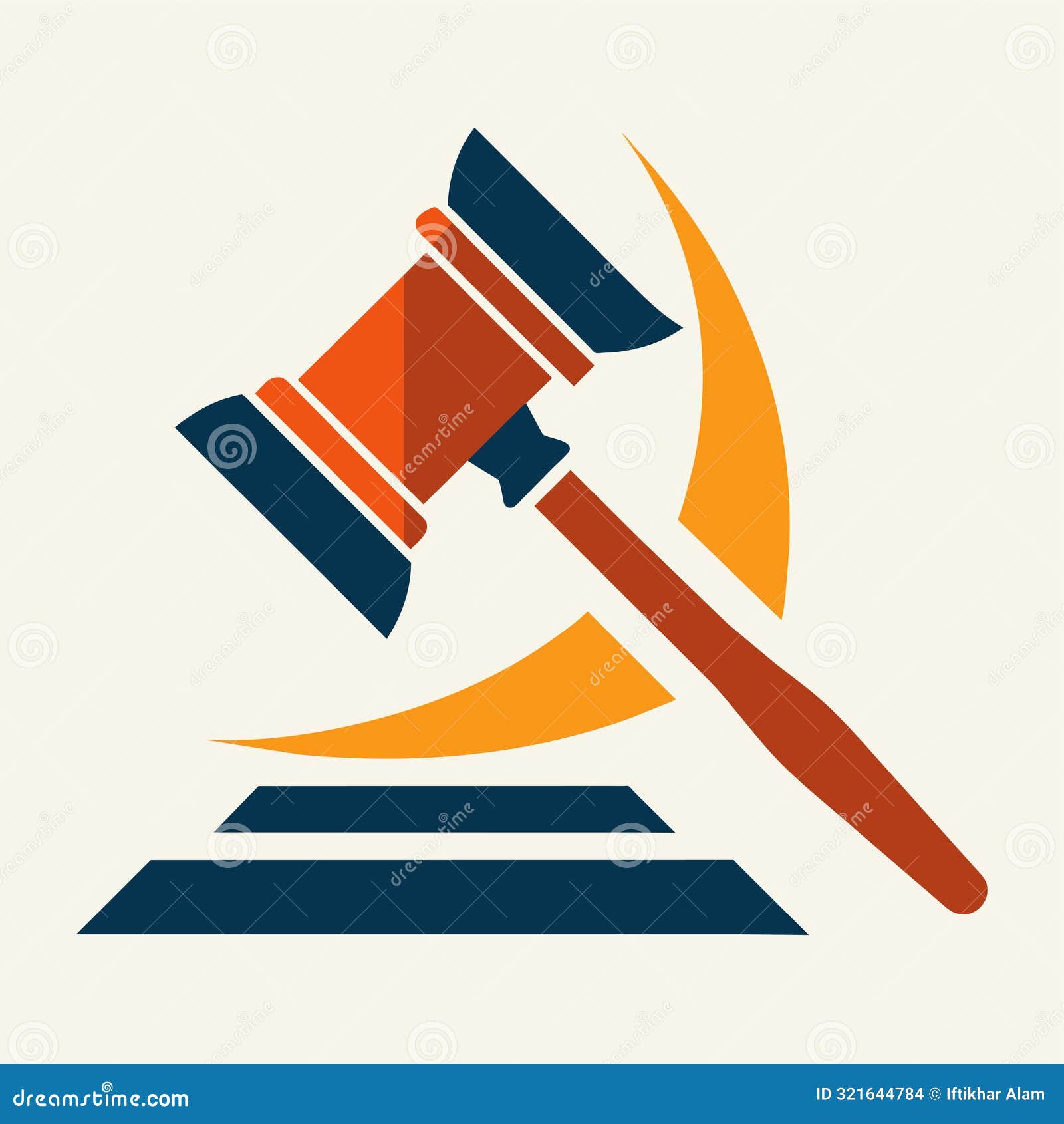 A Simple, Blue Silhouette of a Gavel Striking a Block, Minimalist ...