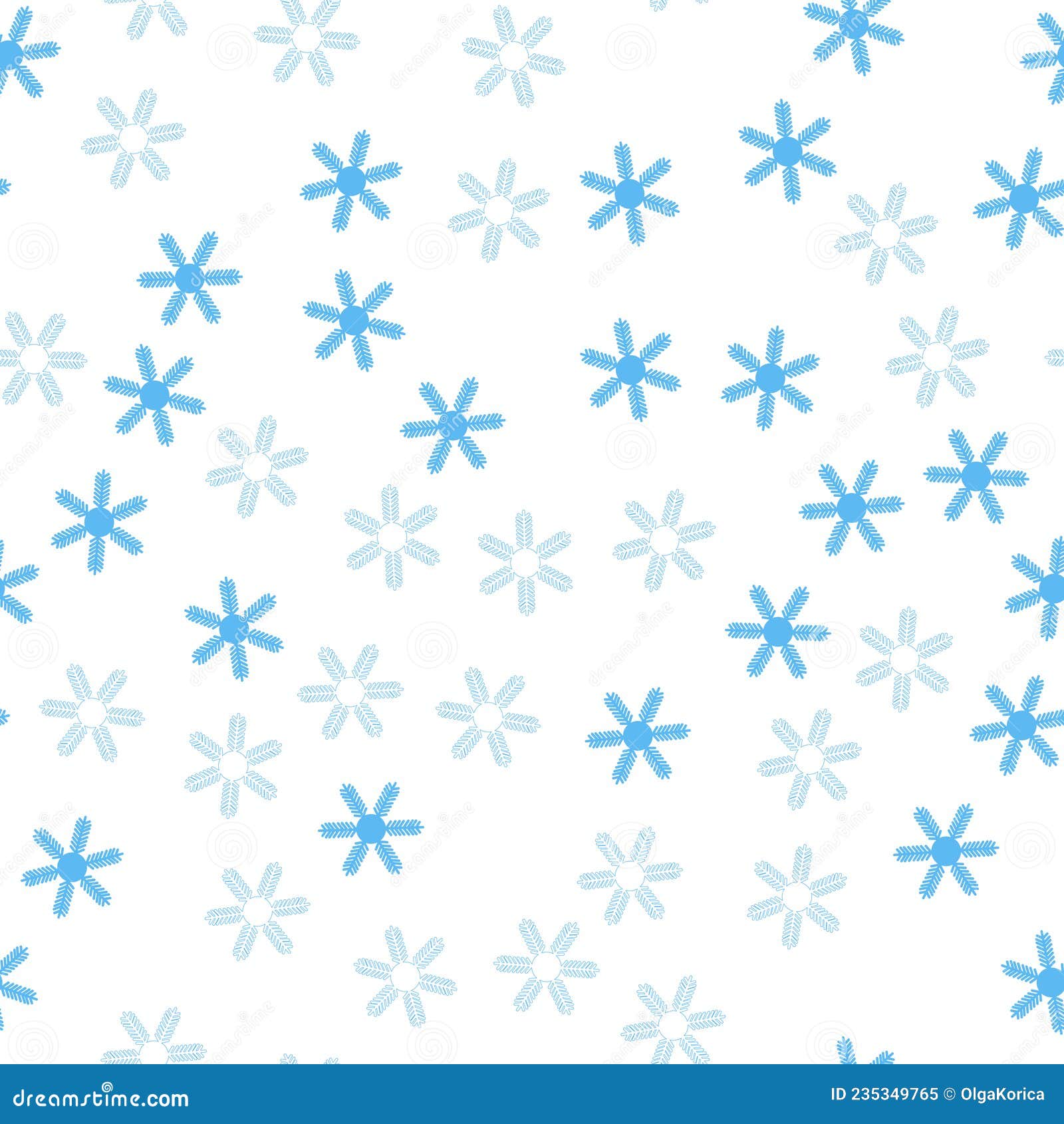 Simple Blue Snowflake on White Background, Christmas Seamless Pattern ...