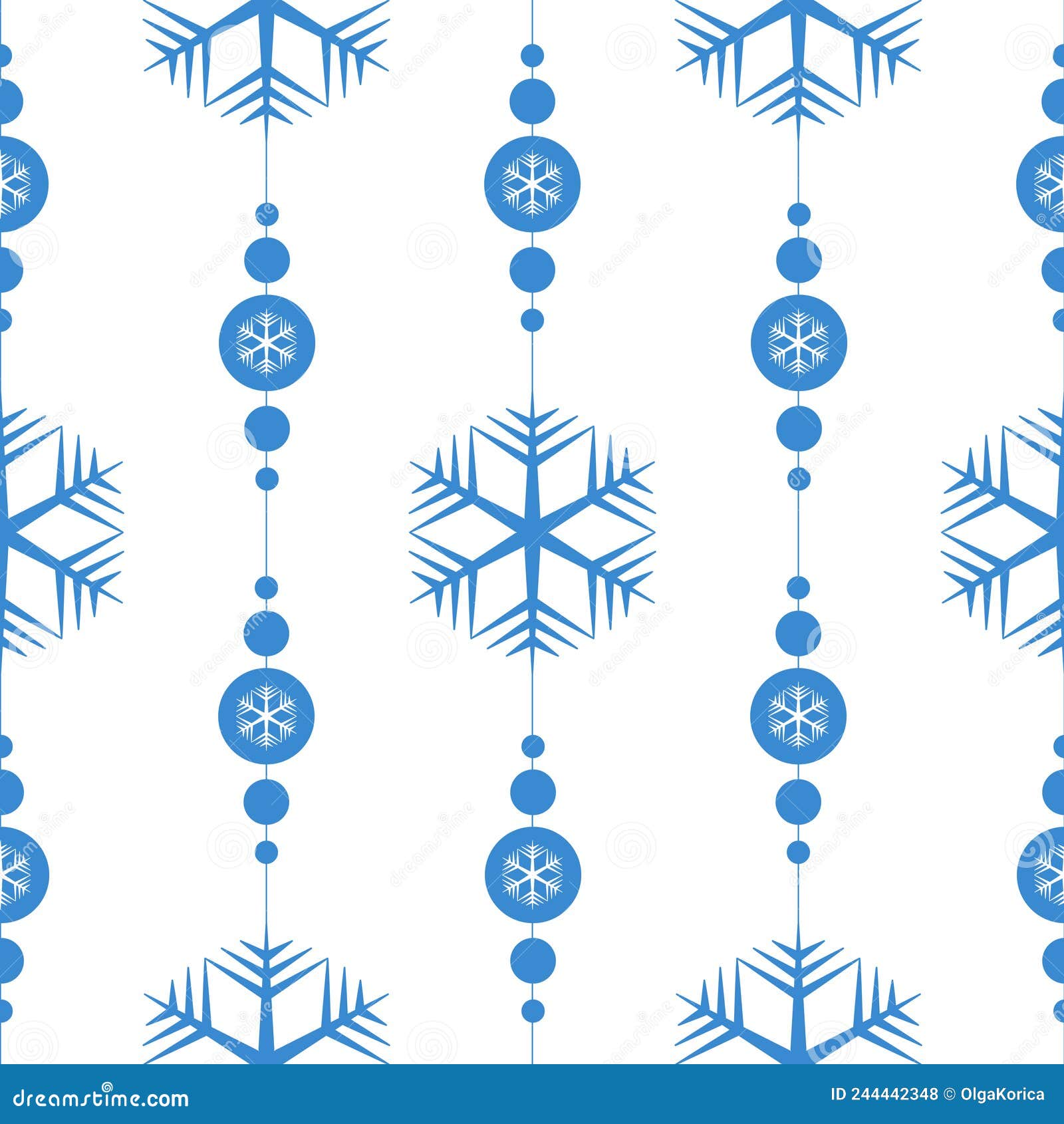 Simple Blue Snowflake on White Background, Christmas Seamless Pattern ...
