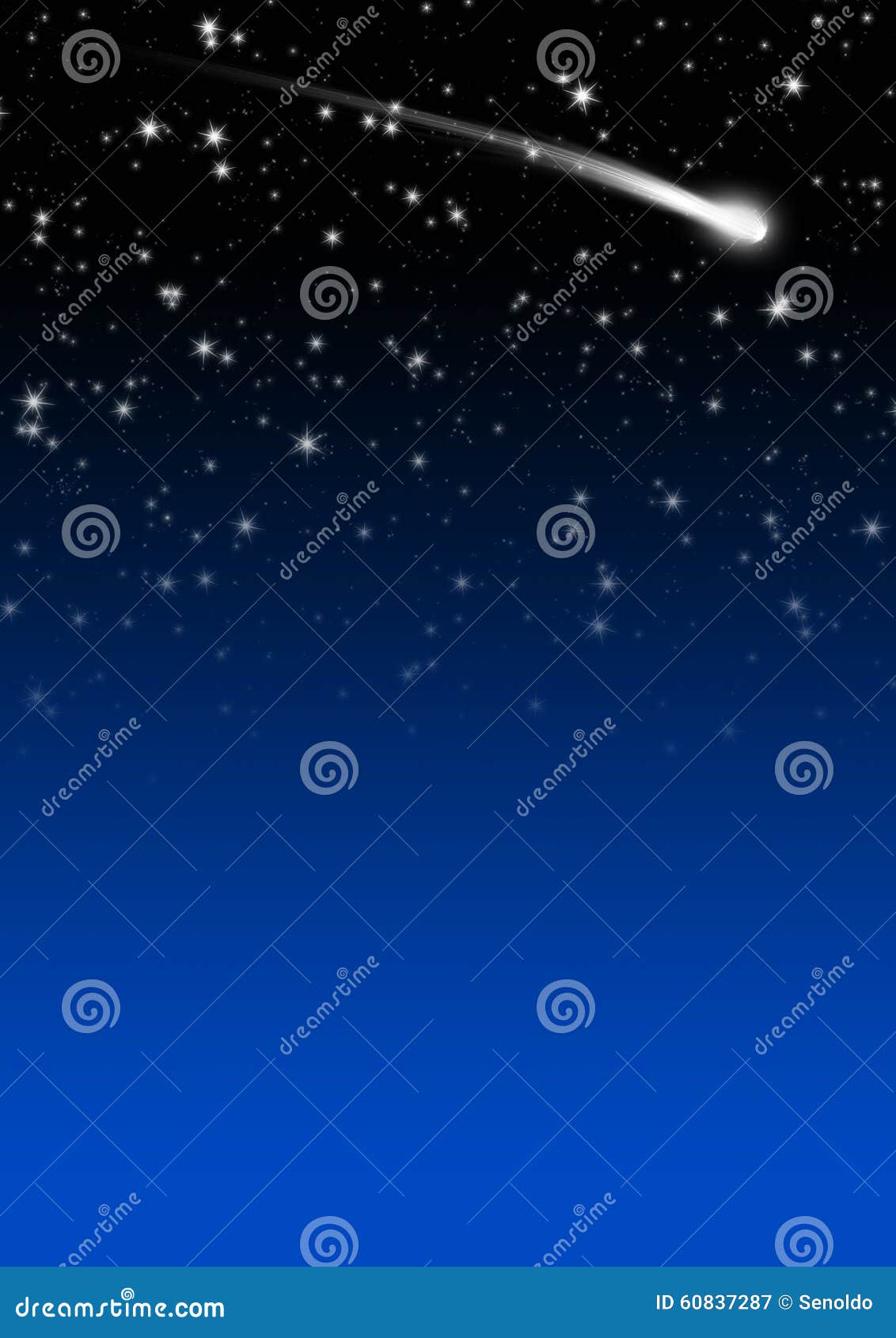 Simple Blue Starry Night Sky Background With Falling Star Tail Royalty ...