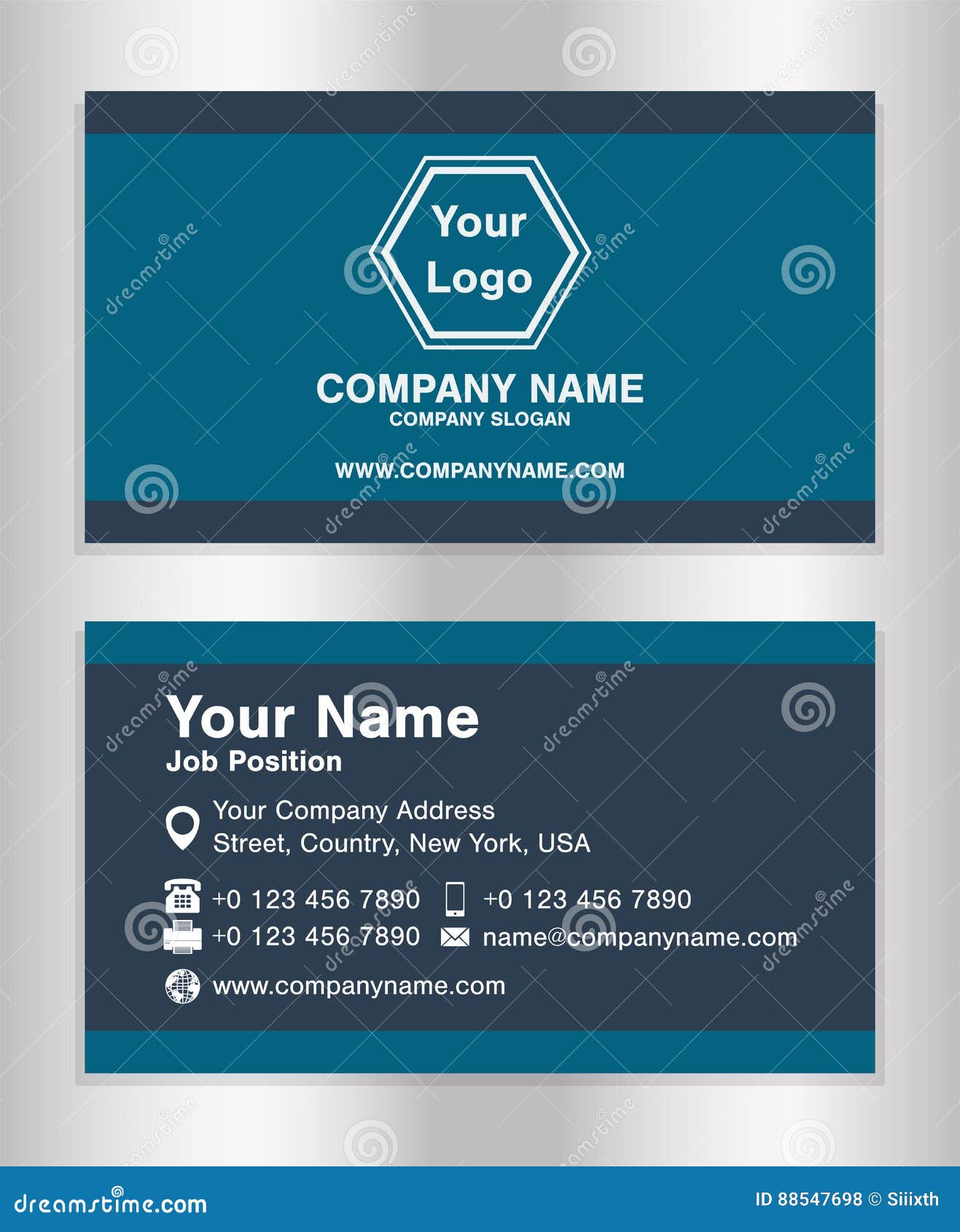 Simple Blue Theme Business Name Card Template Vector Stock Vector ...