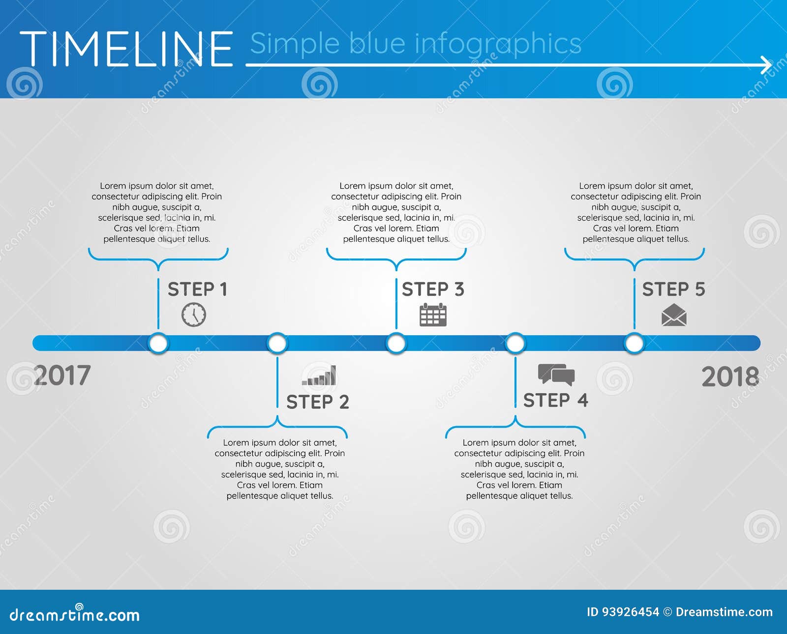 Simple Blue Timeline 18, Infographics Stock Illustration - Illustration ...
