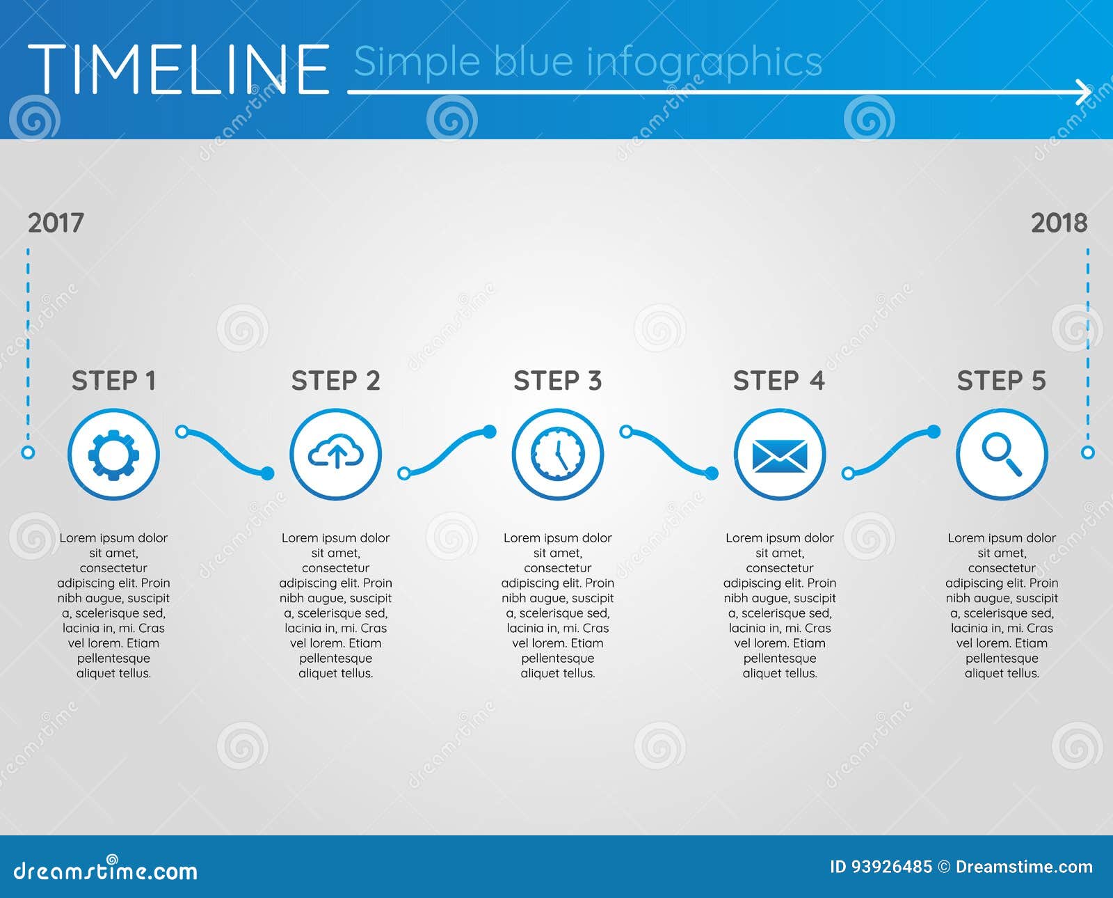 Simple Blue Timeline 16, Infographics Stock Illustration - Illustration ...