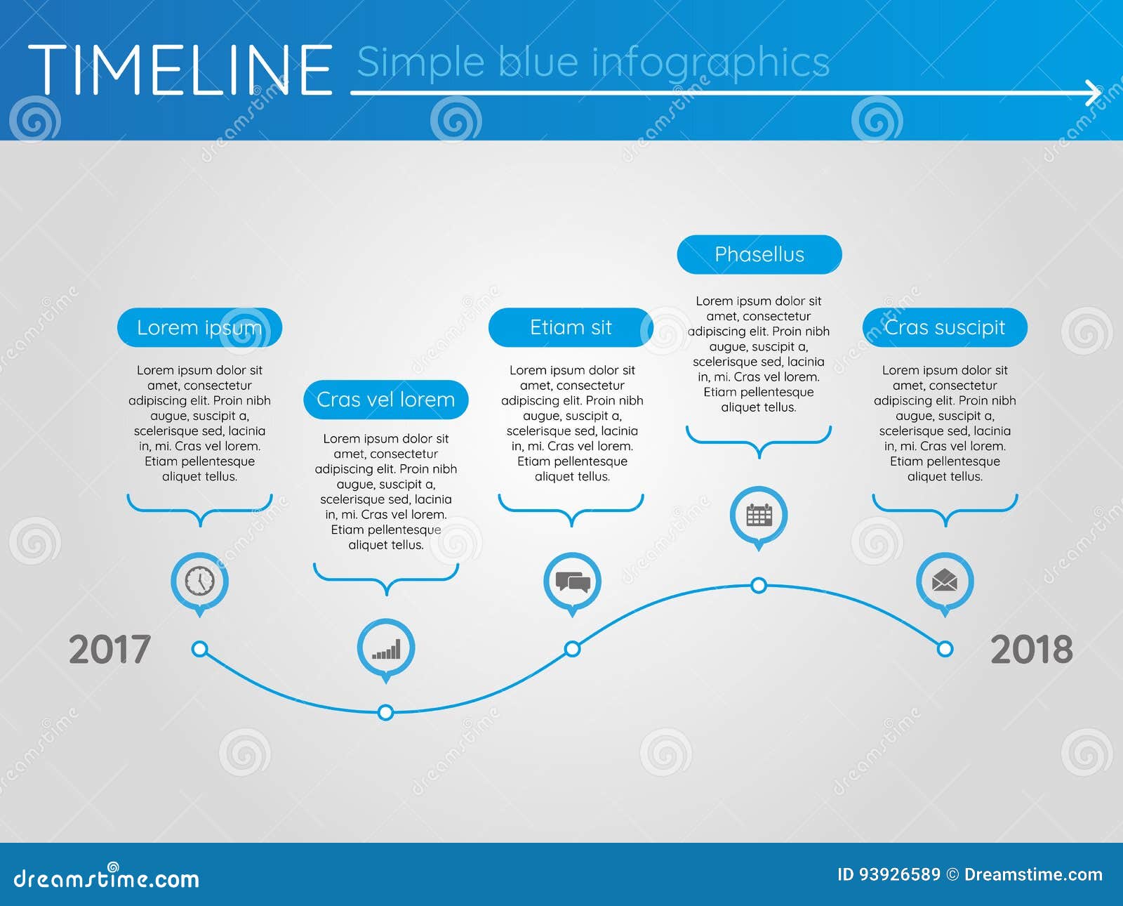 Simple Blue Timeline 19, Infographics Stock Illustration - Illustration ...
