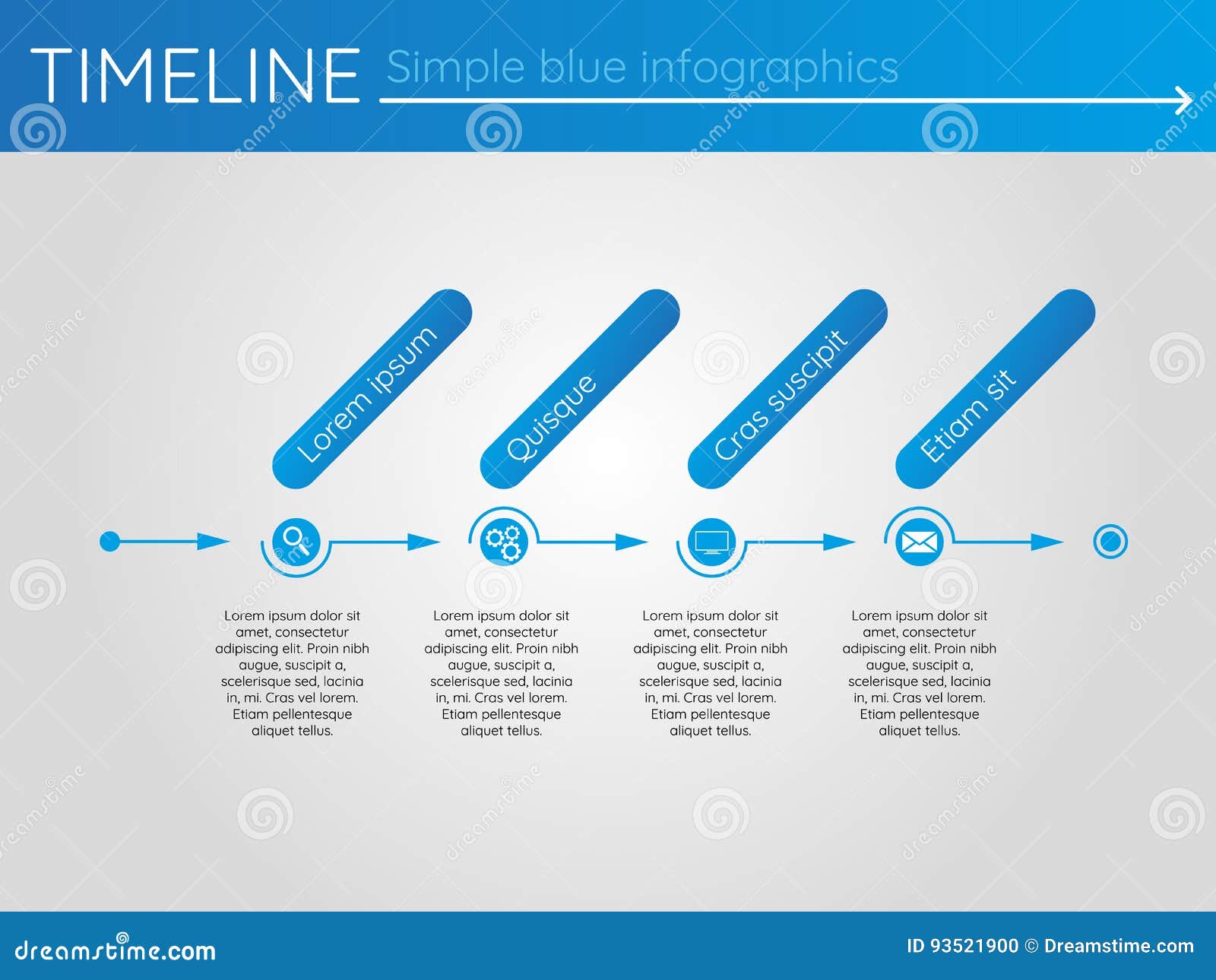 Simple Blue Timeline 4, Infographics Vector Stock Vector - Illustration ...