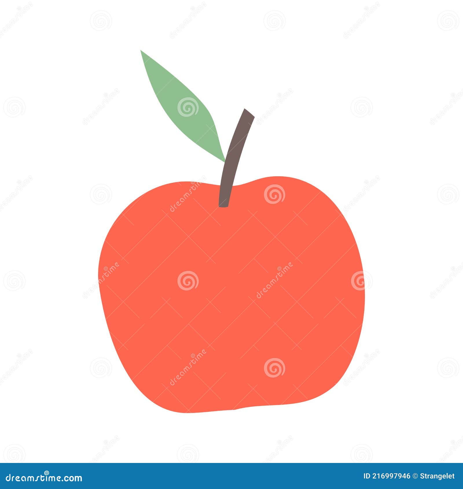 Simple Boho Fruit Apple. Isolated on White Background Stock Vector ...