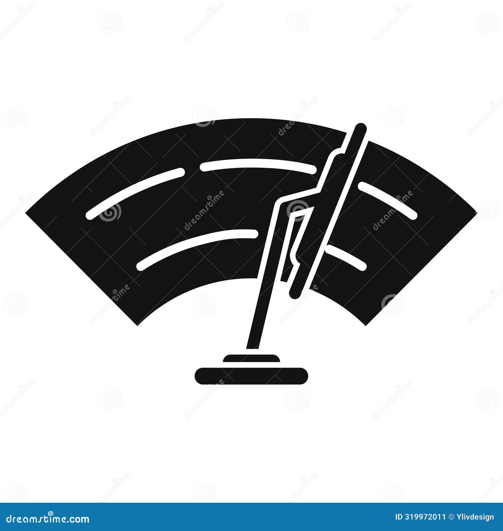 Simple, Bold Graphic Icon of a Windshield Wiper on a Curved Glass ...