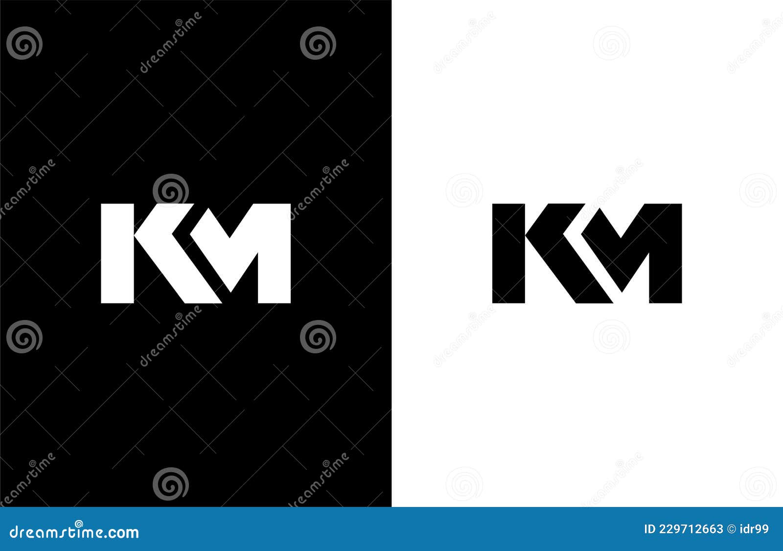 Simple Bold Initial KM Vector Logogram Stock Vector - Illustration of ...