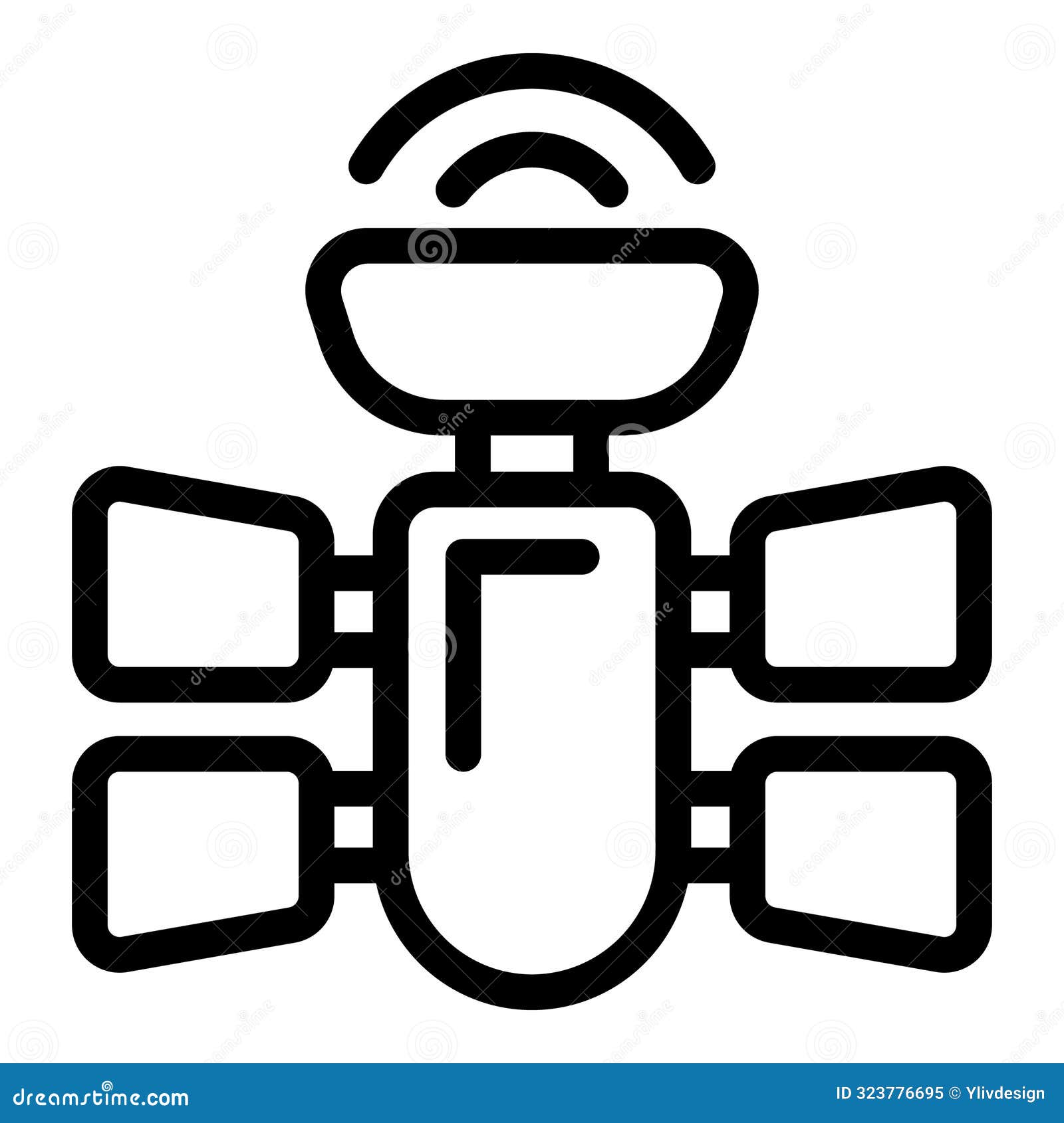 Space Satellite Transmitting Signals while Orbiting Earth Icon Stock ...