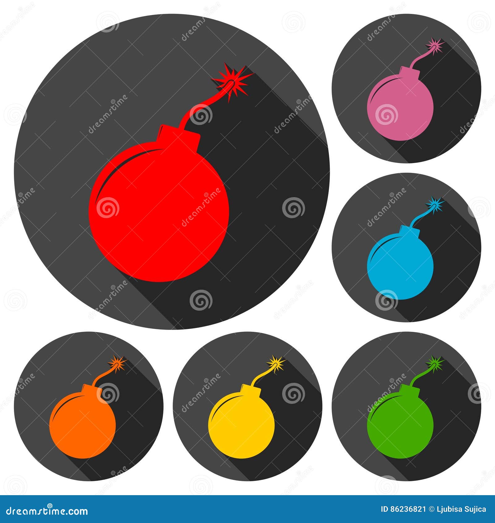 Bomb Icons. Black And White Bombs Signs Pictograms Cartoon Vector ...