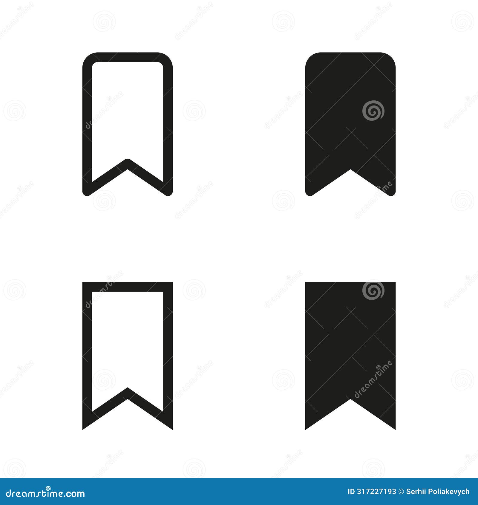 Simple Bookmark Set. Vector Black Ribbons. Design Elements Collection ...