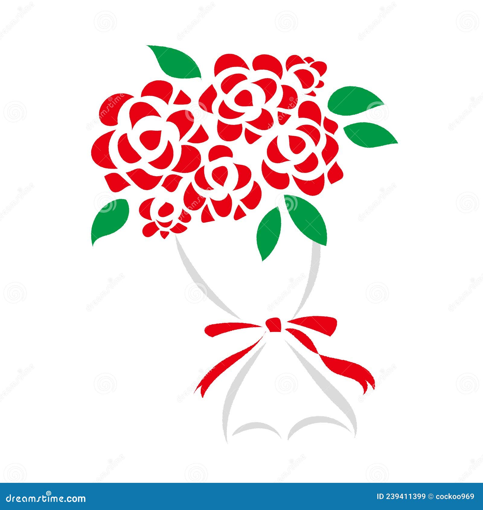 A Simple Bouquet of Red Roses Stock Vector - Illustration of roses ...