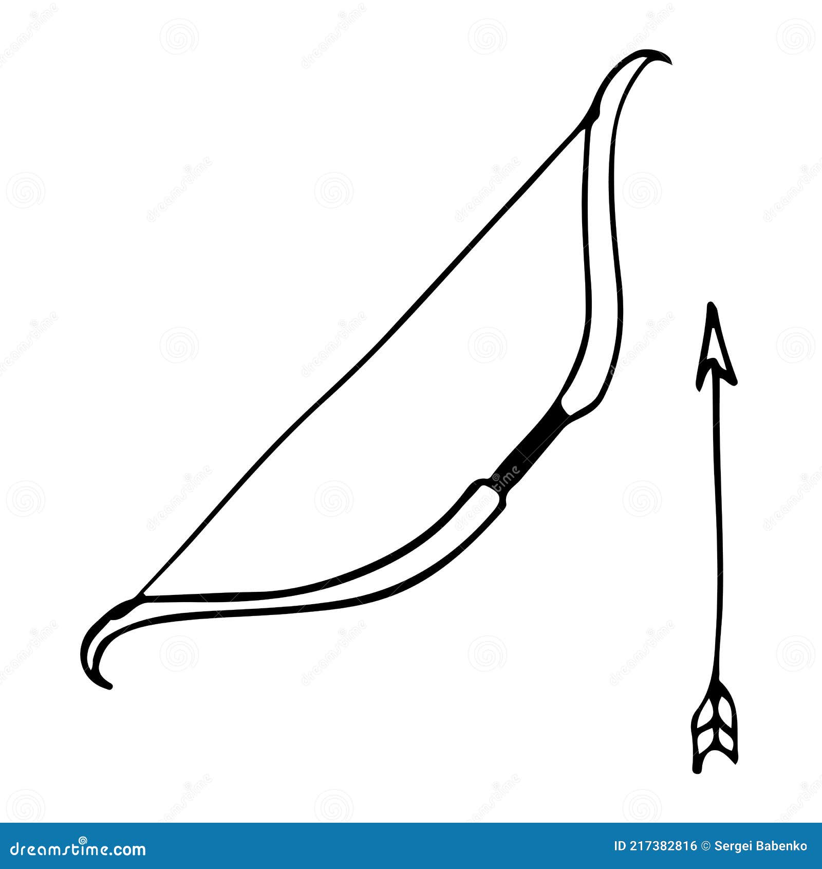 Simple Bow and Arrow in Doodle Style Isolated Stock Vector ...