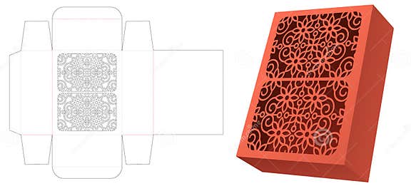 Simple Box with Stenciled Pattern Die Cut Template and 3D Mockup Stock ...
