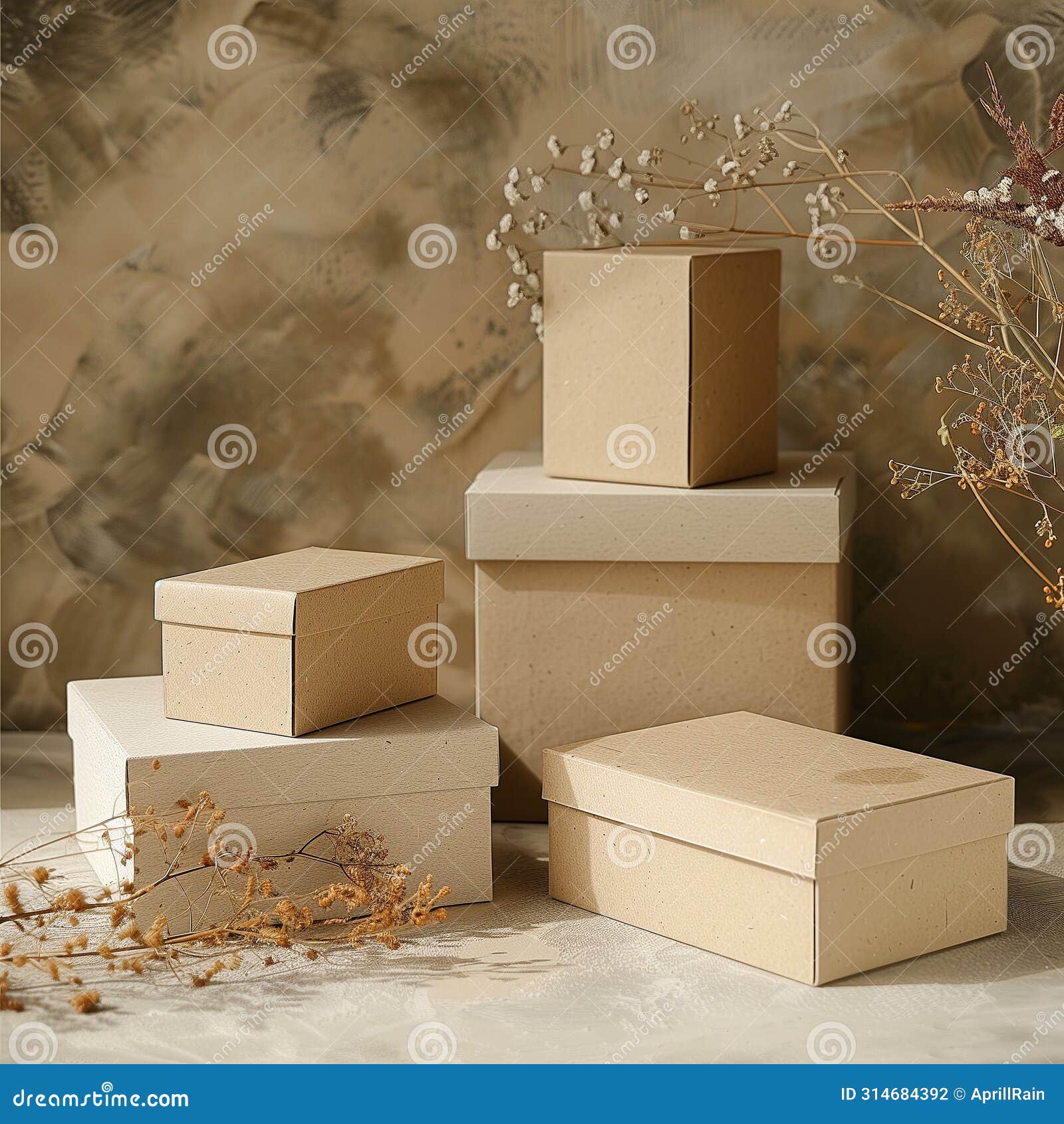 Simple Boxes on a Neutral Background. Shopping, Sales Stock Photo ...