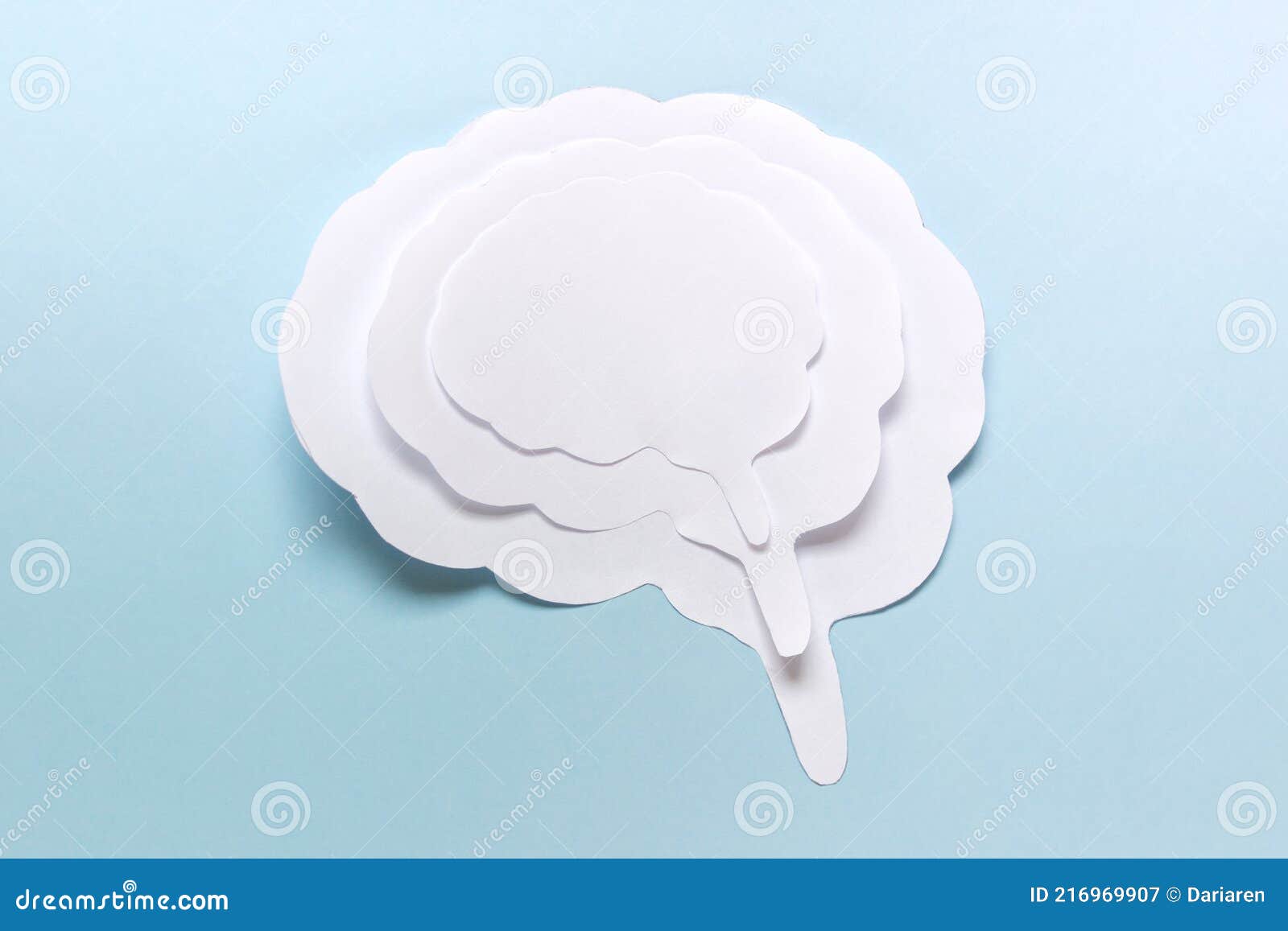 Simple Brain Concept Outline Silhouette on Blue Background Stock Image ...