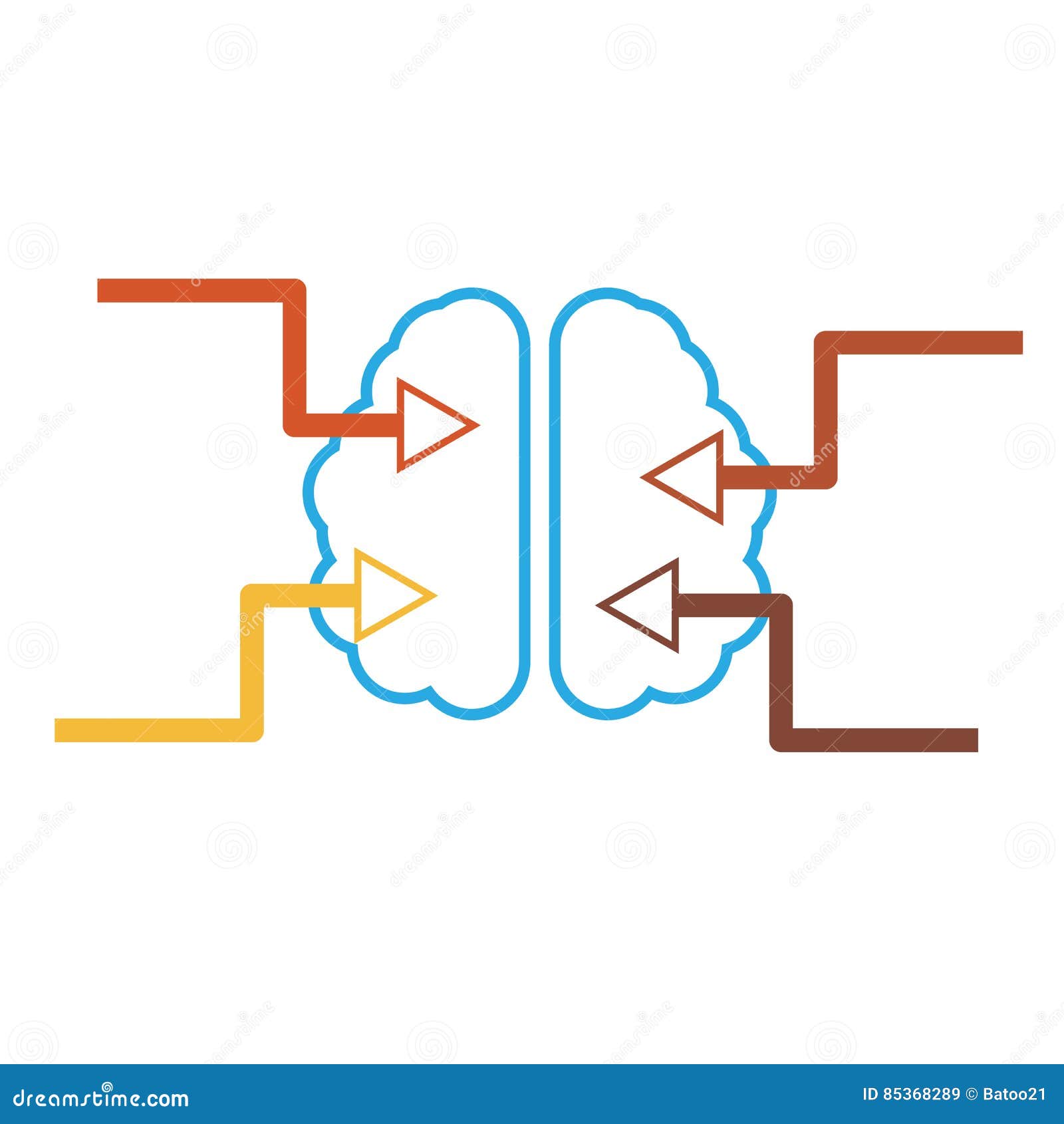 Simple Brain Icon with Arrows Stock Illustration - Illustration of ...