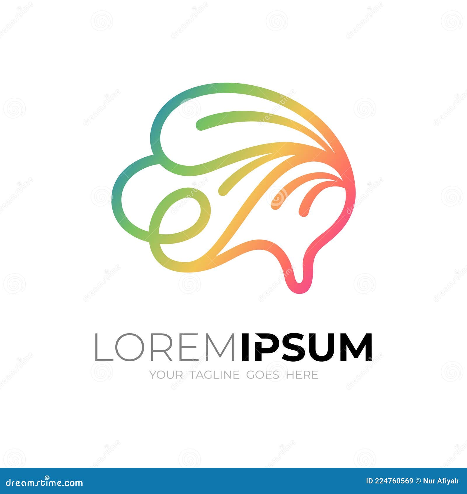 Simple Brain Logo with Line Design Illustration Stock Vector ...